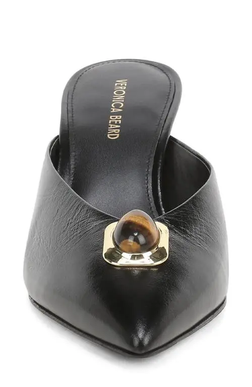 Veronica Beard Cabochon Leather Pointed Toe Mule - Black