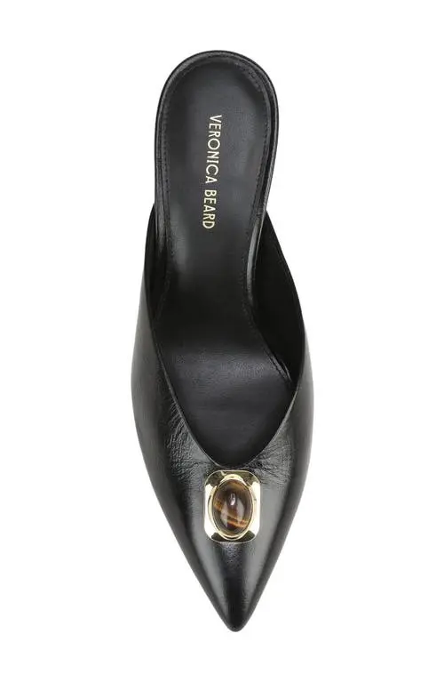 Veronica Beard Cabochon Leather Pointed Toe Mule - Black