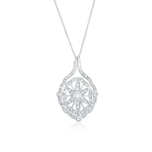 SOUZANA BY SUZY LEVIAN 18k 1.00cttw Diamond Compass Medallion Necklace - White Gold