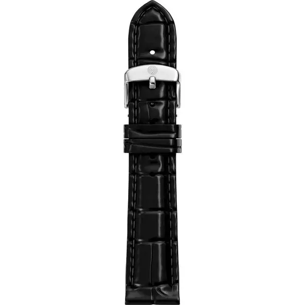 Michele Croc-embossed Leather Watchband - Black