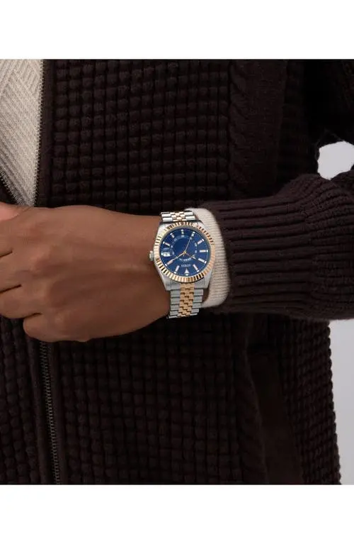 Guess Stainless Steel Bracelet Watch With Date Window And 24-hour Subdial