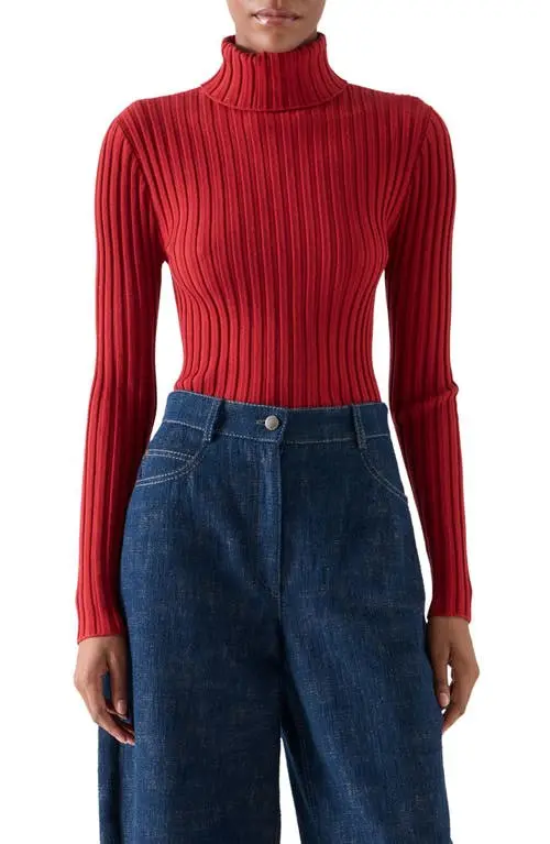 Akris Merino Wool Reverse Rib Turtleneck Sweater