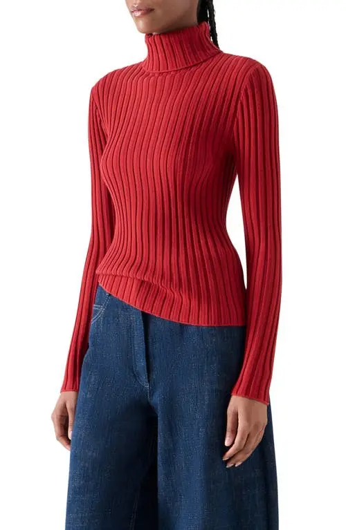 Akris Merino Wool Reverse Rib Turtleneck Sweater