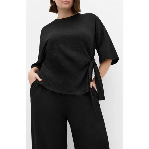 City Chic Brianna Texture Side Tie Top