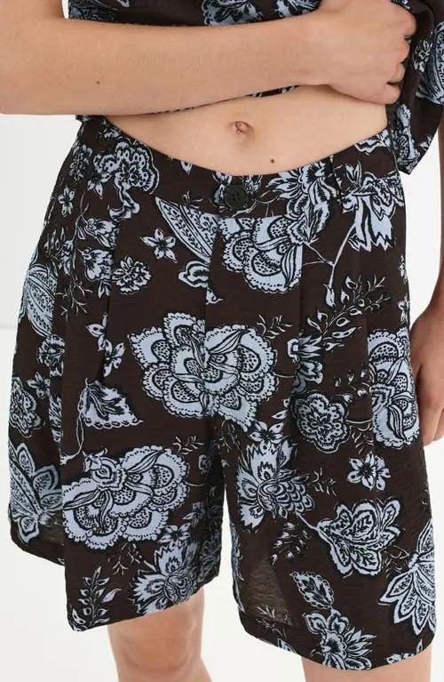Mango Pleated Floral Shorts