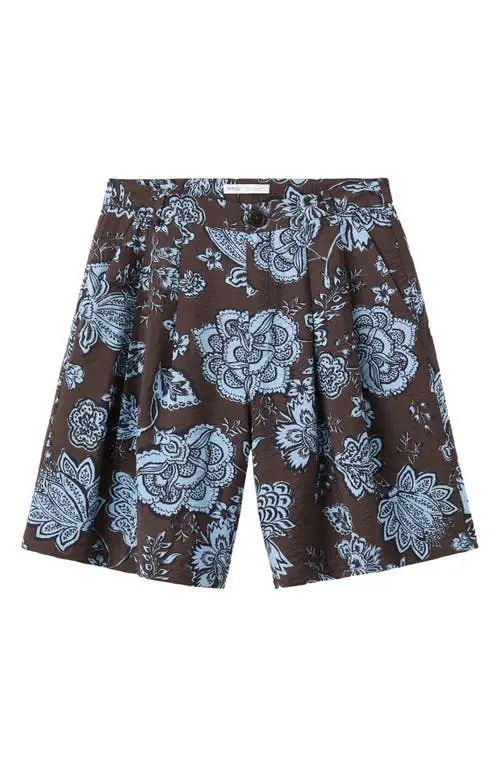 Mango Pleated Floral Shorts
