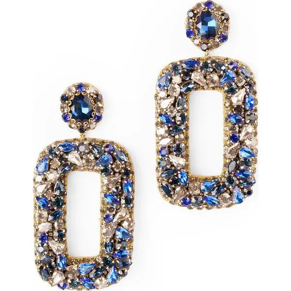 Deepa Gurnani Libi Rectangle Drop Earrings - Sapphire