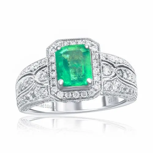 SOUZANA BY SUZY LEVIAN 14k White Gold Emerald And Diamond Ring