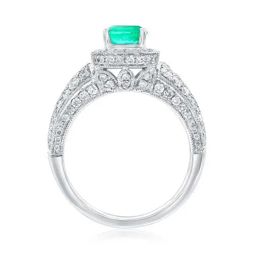 SOUZANA BY SUZY LEVIAN 14k White Gold Emerald And Diamond Ring