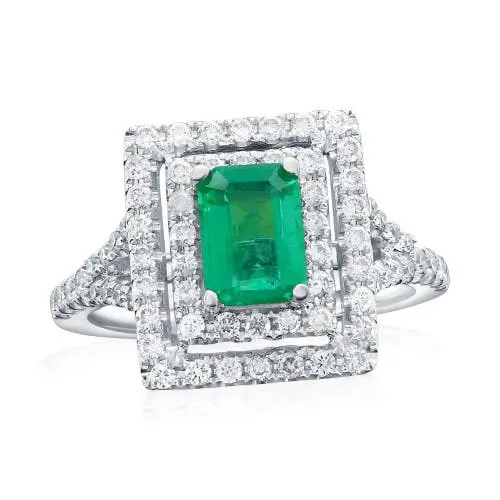 SOUZANA BY SUZY LEVIAN 14k White Gold Emerald And Diamond Ring - Green