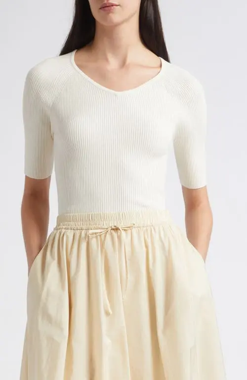 Max Mara Rib Short Sleeve Sweater - Ecru