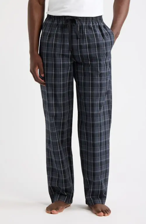 Majestic International Stormy Plaid Woven Cotton Lounge Pants - Charcoal