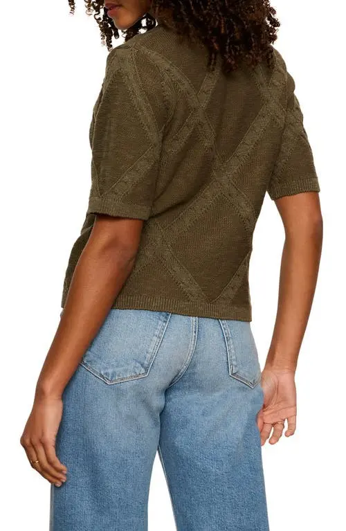 Sanctuary Diamond Stitch Cotton Sweater - Green