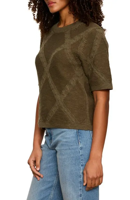 Sanctuary Diamond Stitch Cotton Sweater - Green
