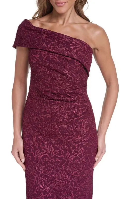 Eliza J One-shoulder Floral Jacquard Sheath Dress