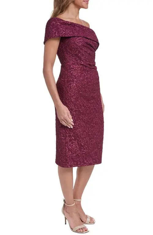 Eliza J One-shoulder Floral Jacquard Sheath Dress