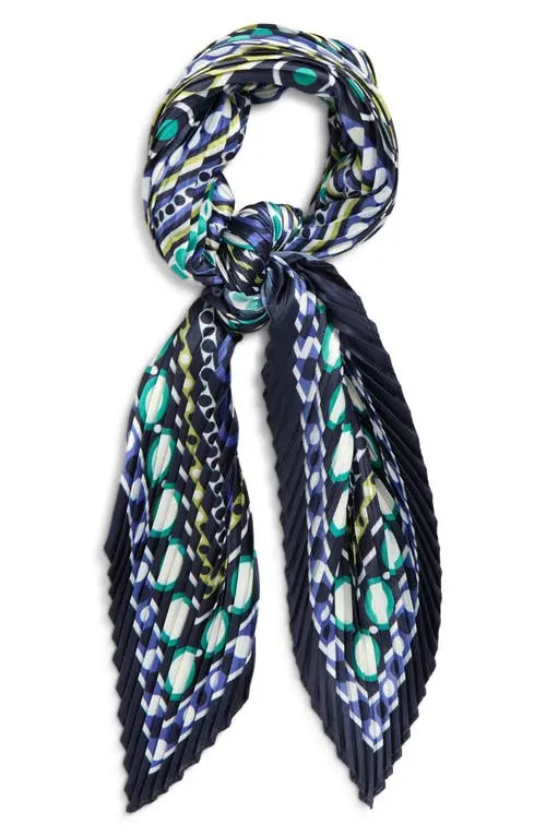 Echo Pleated Dots On Dots Diamond Silk Scarf - Navy