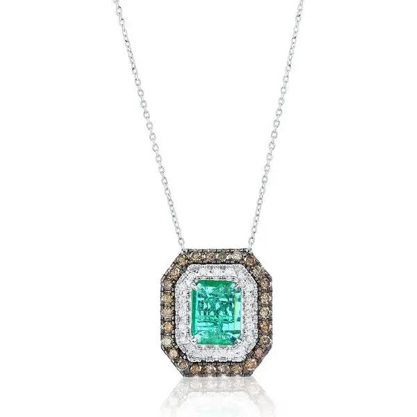 SOUZANA BY SUZY LEVIAN 14k Gold 2.94ct Emerald & 0.97cttw Diamond Pendant Necklace - Green