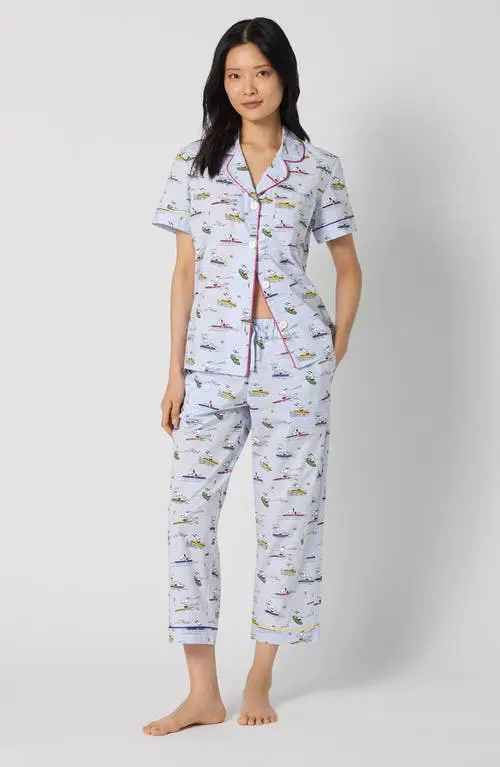 BEDHEAD PAJAMAS Print Stretch Organic Cotton Jersey Crop Pajamas
