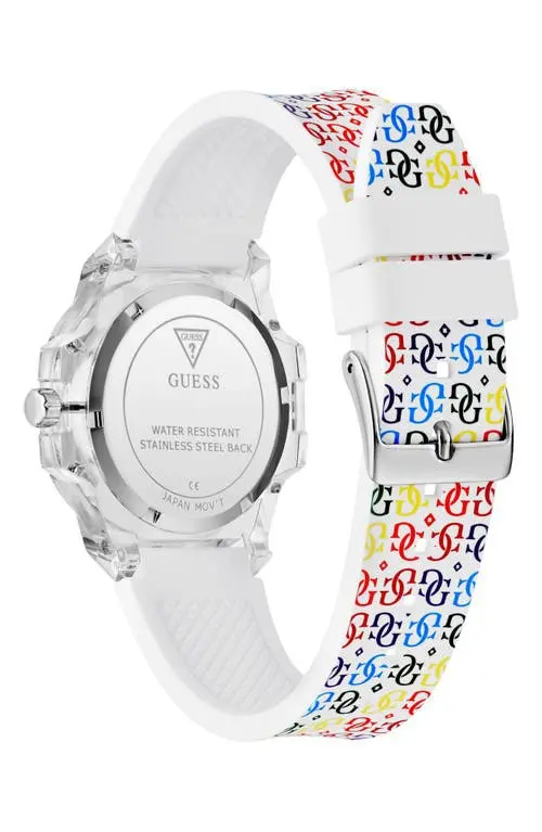 Guess Worn With Pride Rainbow Clear Silicone Strap Watch