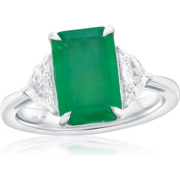 SOUZANA BY SUZY LEVIAN 14k White Gold 2.80ct Emerald And 0.51cttw Diamond Ring - Green