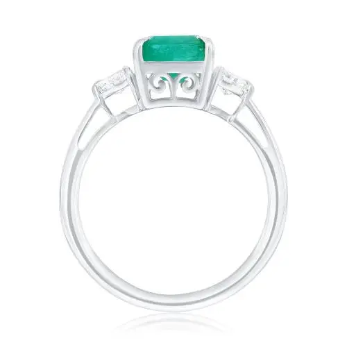 SOUZANA BY SUZY LEVIAN 14k White Gold 2.80ct Emerald And 0.51cttw Diamond Ring