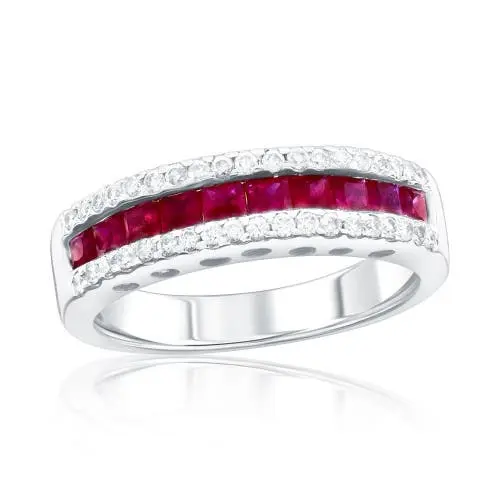 SOUZANA BY SUZY LEVIAN 18k Gold Channel Set Ruby & Diamond Half Band Ring