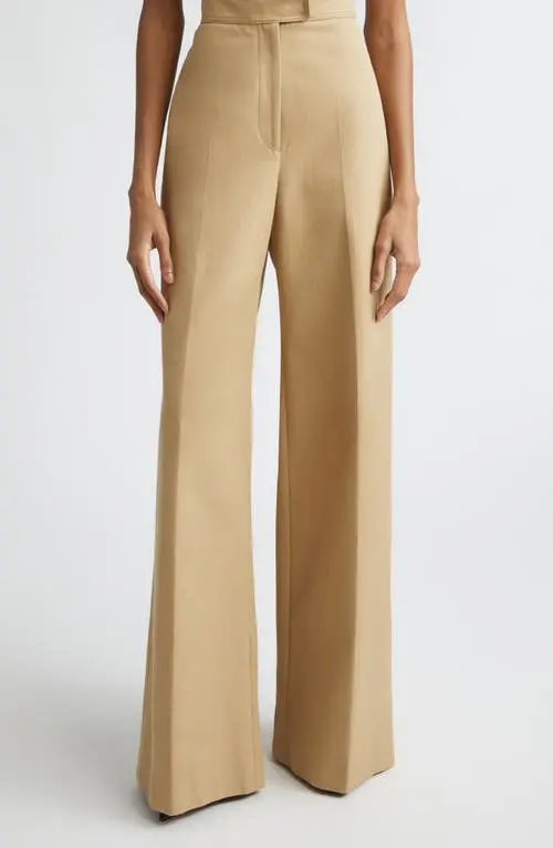 Carolina Herrera Diane Backstrap High Waist Wide Leg Pants - Birch