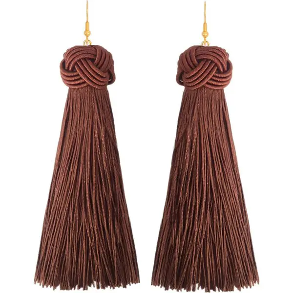 PETIT MOMENTS Knotted Fringe Drop Earrings