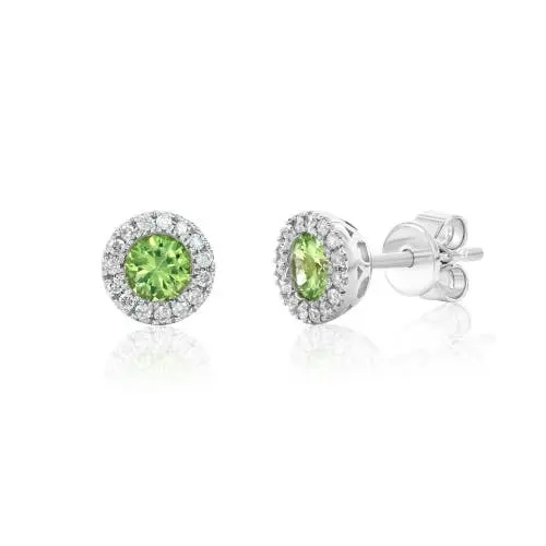 SOUZANA BY SUZY LEVIAN 14k White Gold Peridot And Diamond Stud Earrings - Green