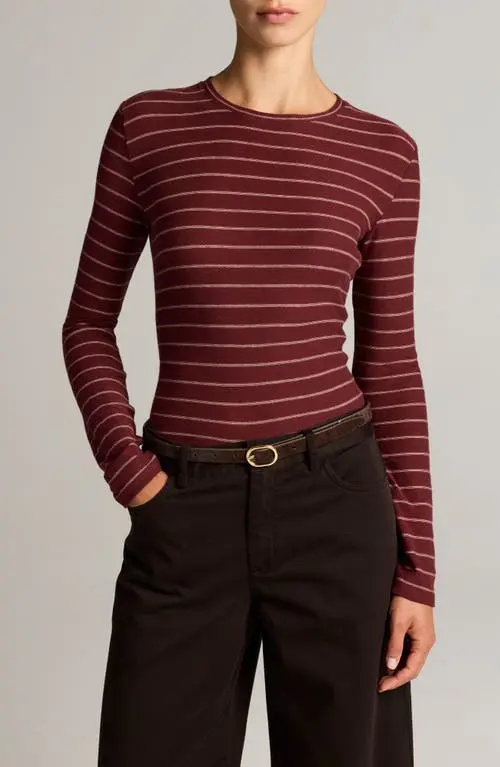 Vince Striped Long Sleeve Cotton Crewneck Top