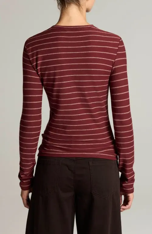 Vince Striped Long Sleeve Cotton Crewneck Top