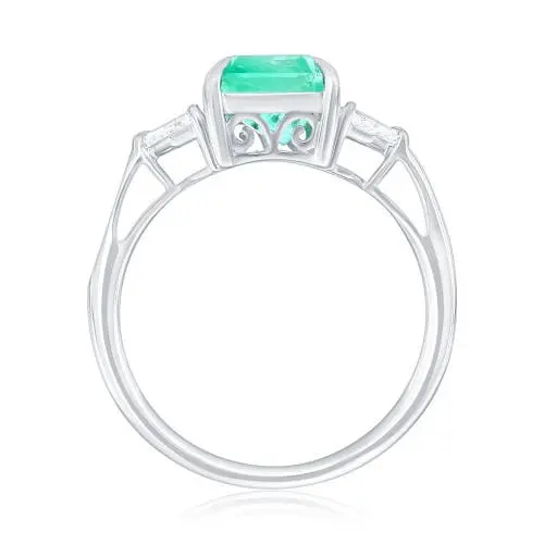 SOUZANA BY SUZY LEVIAN 14k White Gold 3.22ct Emerald & 0.40cttw Diamond Ring