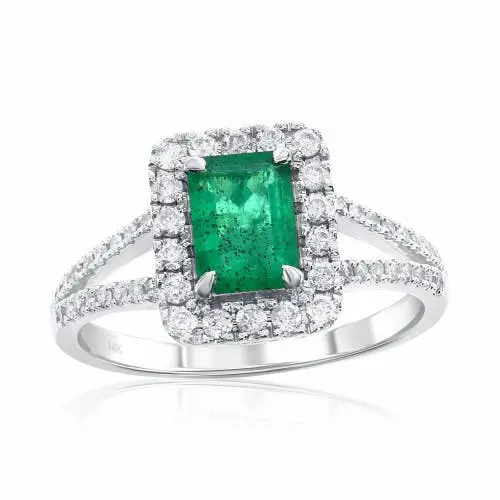 SOUZANA BY SUZY LEVIAN 14k White Gold Emerald And Diamond Ring - Green