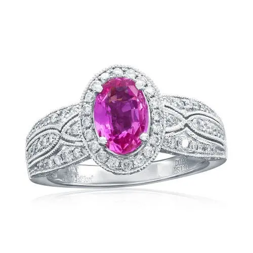 SOUZANA BY SUZY LEVIAN 14k White Gold 1.30ct Royal Sapphire And 0.92cttw Diamond Ring - Pink