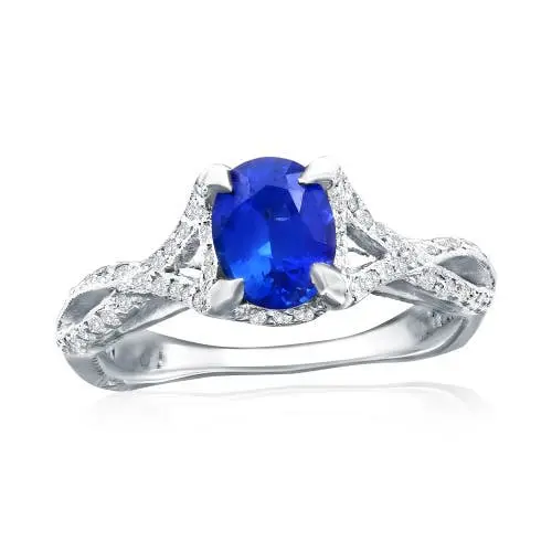 SOUZANA BY SUZY LEVIAN 14k White Gold Platinum Sapphire And Diamond Ring - Blue