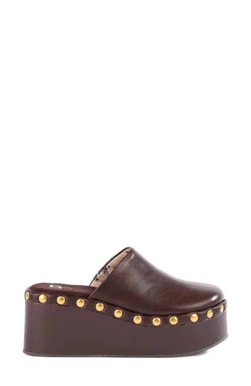 Bc Footwear Faux Leather Platform Clogs With Stud Detailing - Chocolate