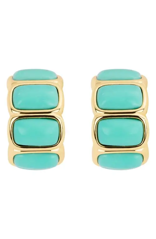 ATHRA LUXE Turquoise Bezel Huggie Hoop Earrings
