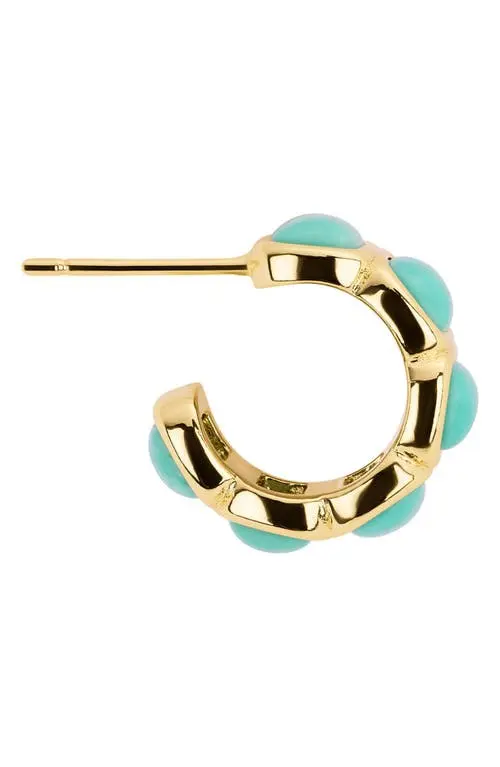 ATHRA LUXE Turquoise Bezel Huggie Hoop Earrings