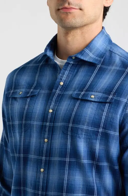 Johnnie-o Snap Indigo Plaid Cotton Shirt