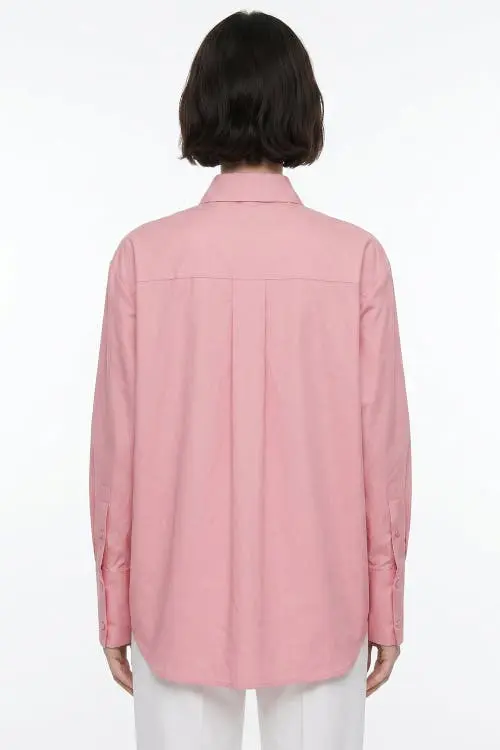 EXQUISE Fauve Long Sleeve Embroidered Cuffed Shirt