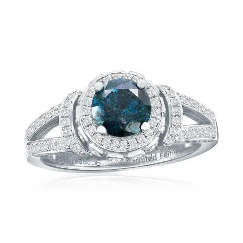 SOUZANA BY SUZY LEVIAN 14k 0.95ct Blue Diamond & 0.56cttw Diamond Ring - White Gold
