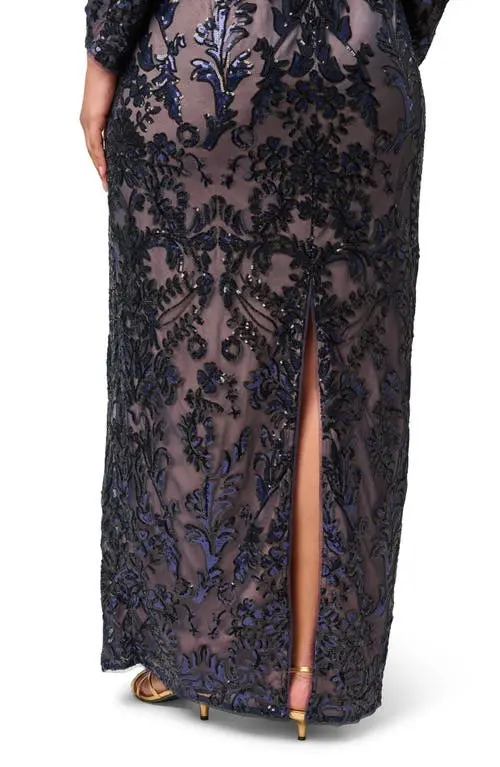 Adrianna Papell Off The Shoulder Sequin Gown