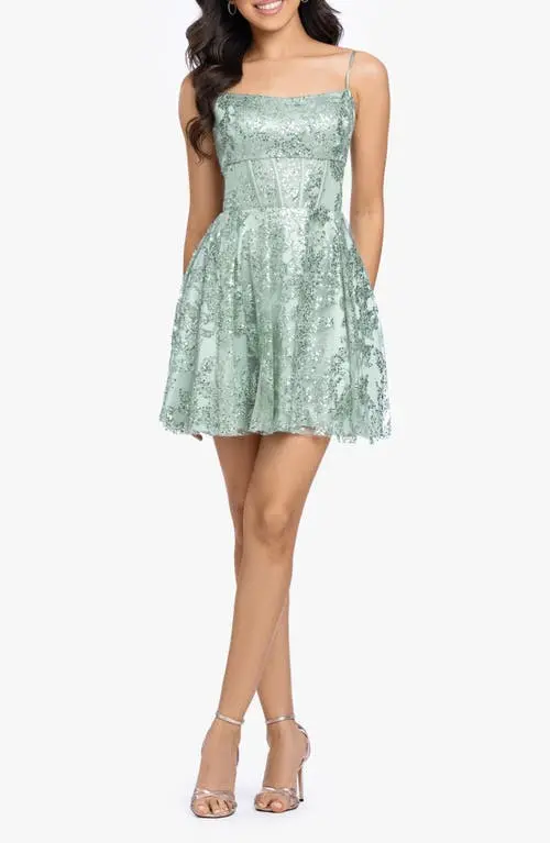 BLONDIE NITES Glitter Lace Back Sleeveless Minidress