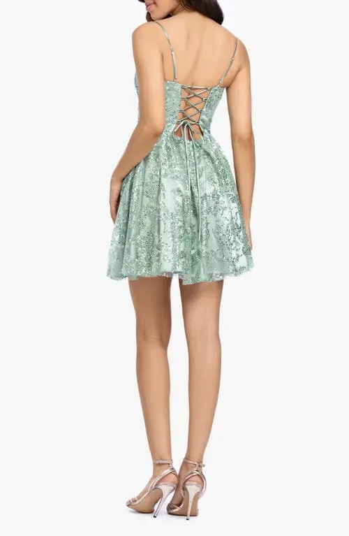 BLONDIE NITES Glitter Lace Back Sleeveless Minidress