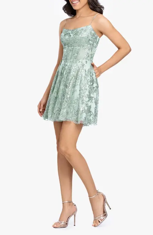 BLONDIE NITES Glitter Lace Back Sleeveless Minidress