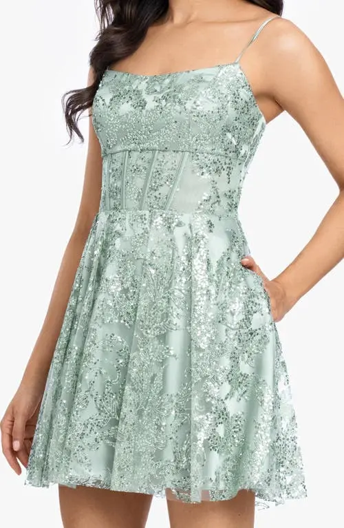 BLONDIE NITES Glitter Lace Back Sleeveless Minidress