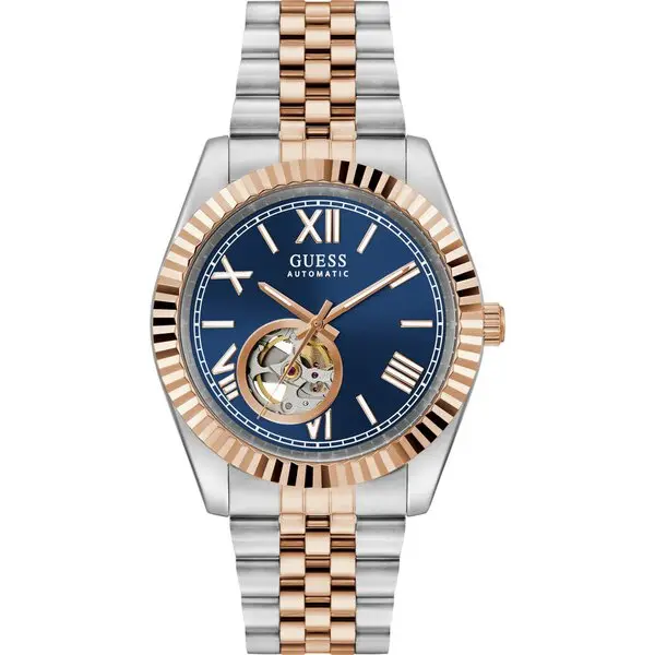 Guess Open Heart Two-tone Automatic Bracelet Watch