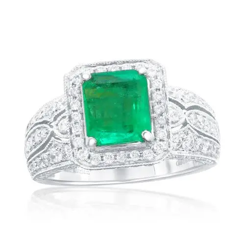 SOUZANA BY SUZY LEVIAN 14k White Gold 1.71ct Emerald And 1.06cttw Diamond Ring - Green