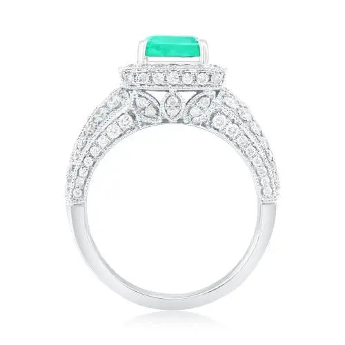 SOUZANA BY SUZY LEVIAN 14k White Gold 1.71ct Emerald And 1.06cttw Diamond Ring